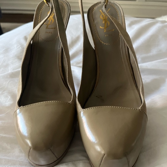 Yves Saint Laurent | Shoes | Ysl Beige Suede And Leather Triibtoo Sling ...